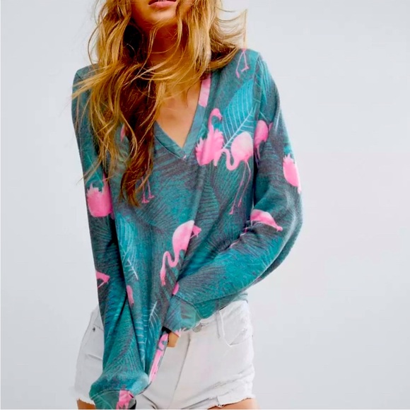 Wildfox | Sweaters | New Wildfox Miami Palms Flamingo Palm Tree Baggy ...